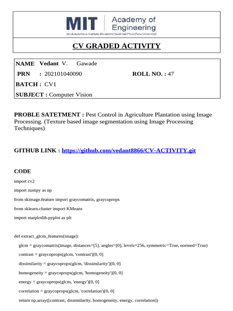 Vedant Gawade CV GRADED ACTIVITY | PDF | Image Segmentation | Graphics