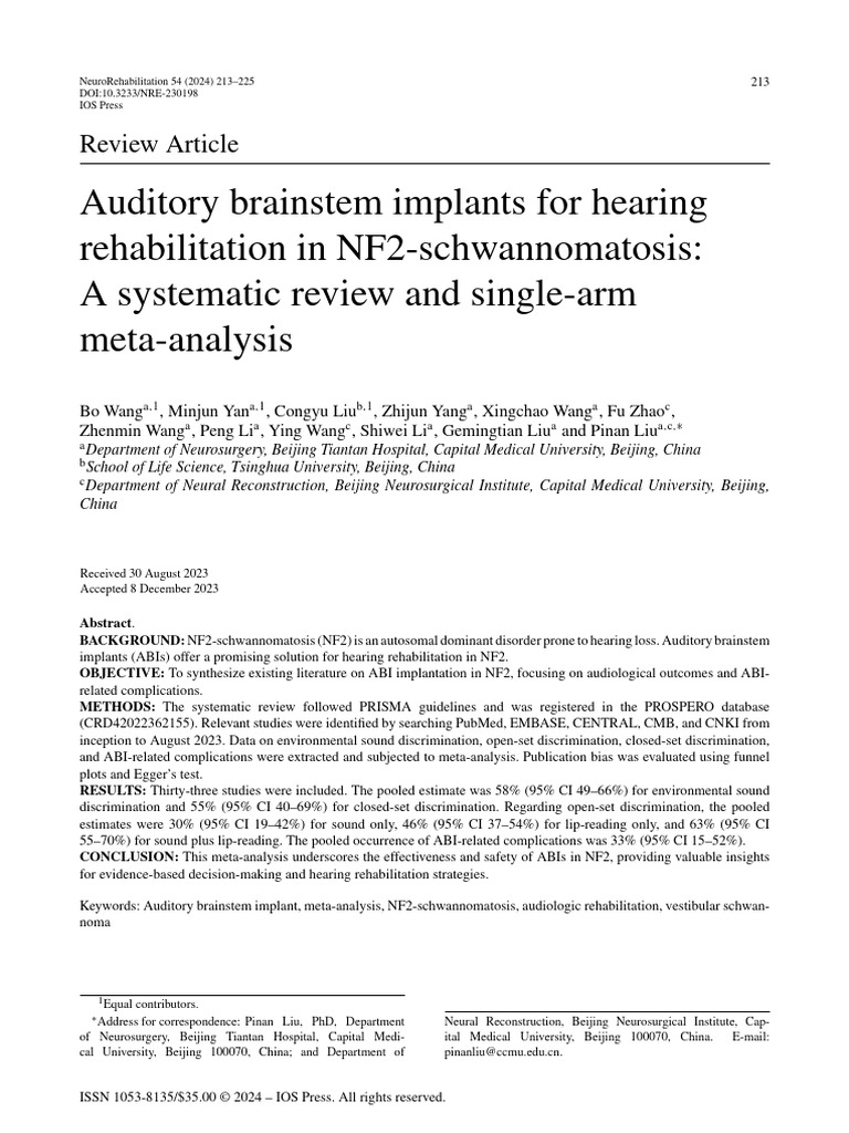 Auditory Brainstem Implants in NF2: Review | PDF | Auditory System ...