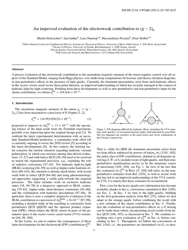 Electroweak Contribution to (g-2)µ | PDF | Standard Model | Quantum Chromodynamics