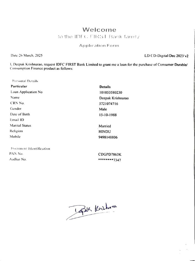 Deepak Application Form | PDF