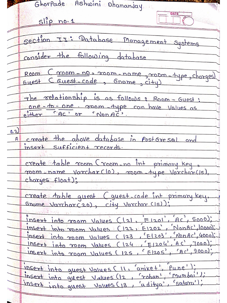 DBMS 1to 10 Slips | PDF