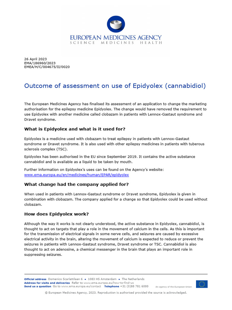Questions and Answers Outcome Assessment Use Epidyolex Cannabidiol - en ...