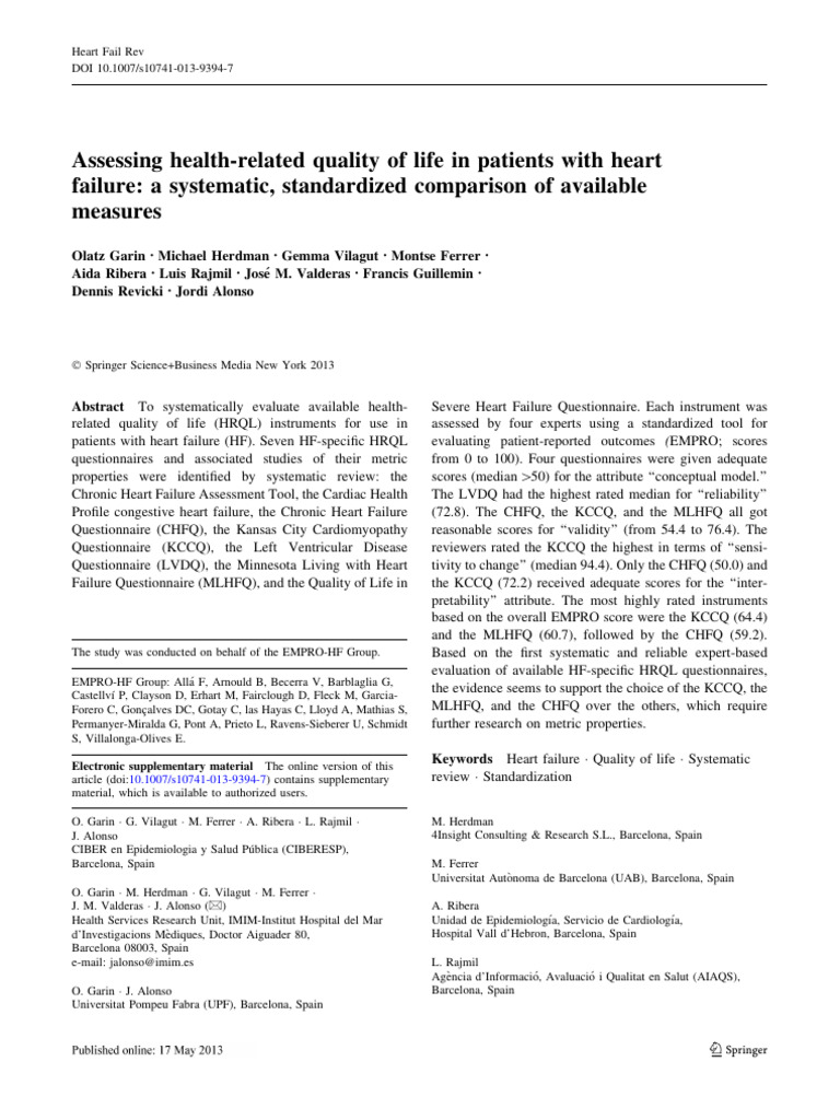Assessing Health-related Quality of Life in Patients With Heart Failure ...