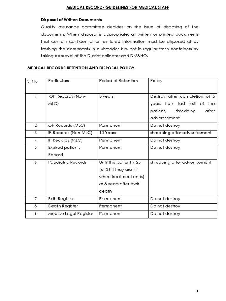 A 8.5 - Medical Record Policy | PDF
