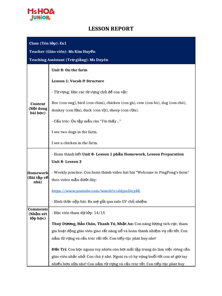 Lesson Report - U8 - L1 - Explorer 1 | PDF