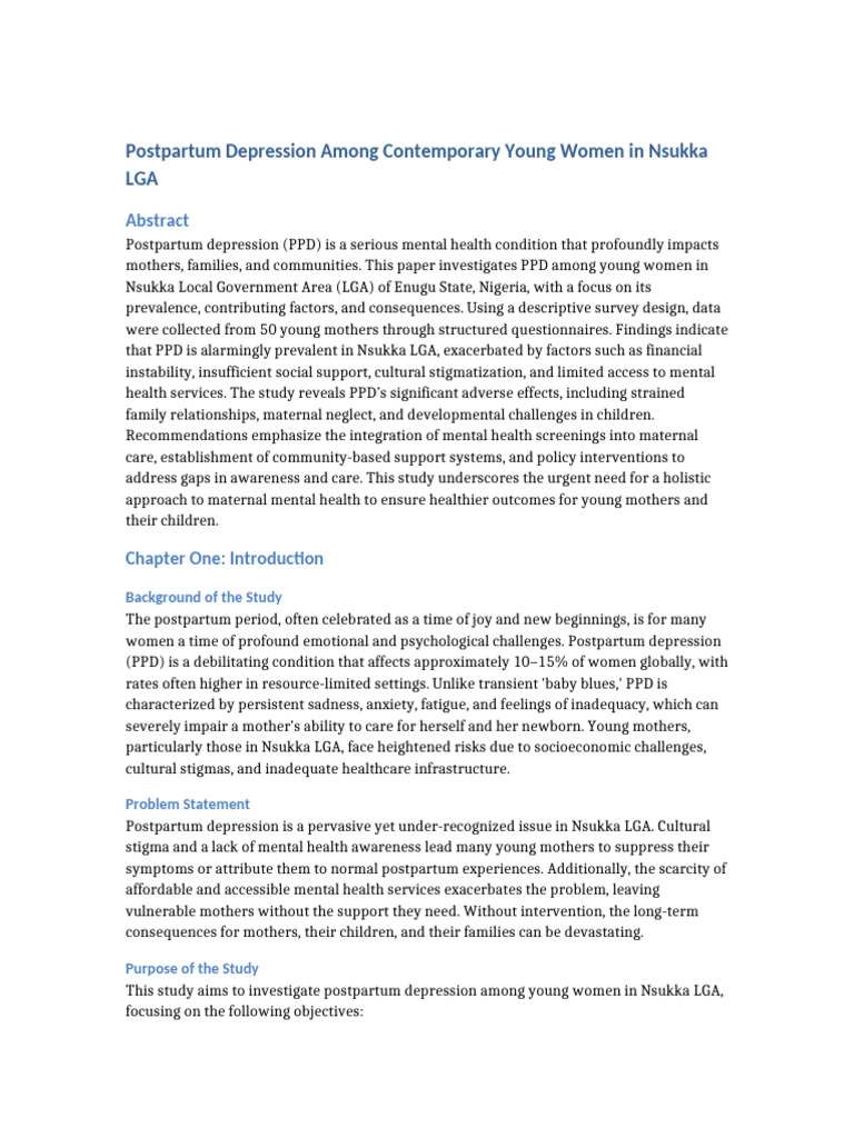 Final Postpartum Depression Seminar Paper | PDF | Postpartum Depression ...