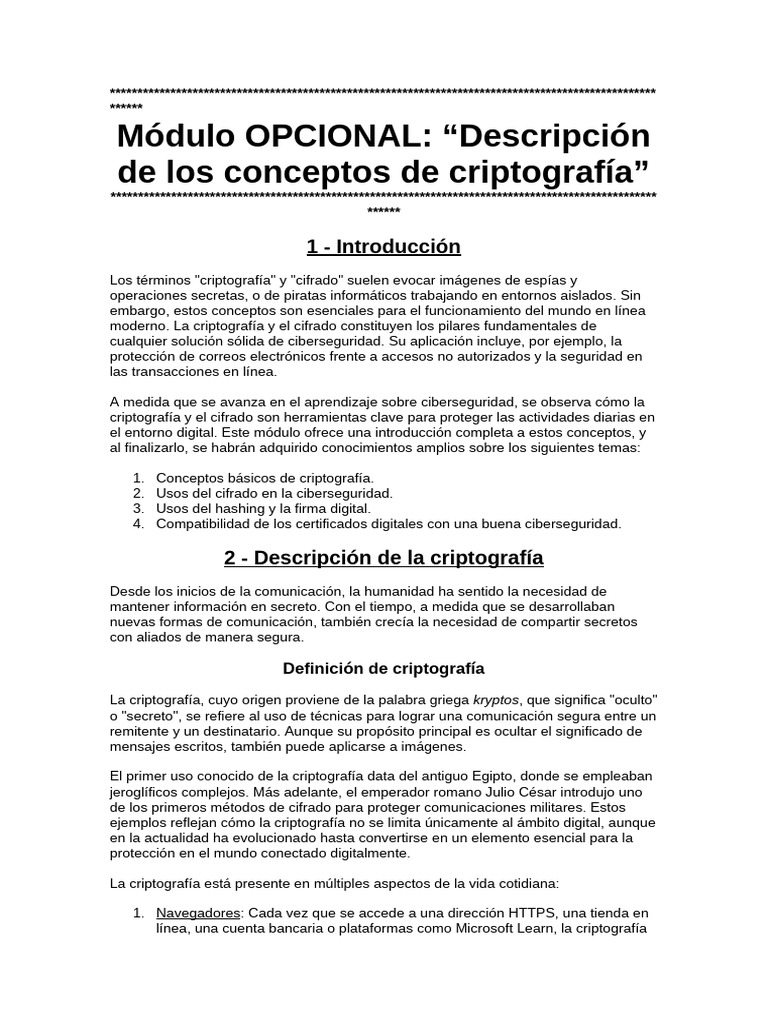 Módulo OPCIONAL 2 | PDF | Cifrado | Criptografía de clave pública
