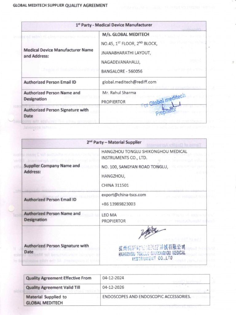Quality Agreement | PDF