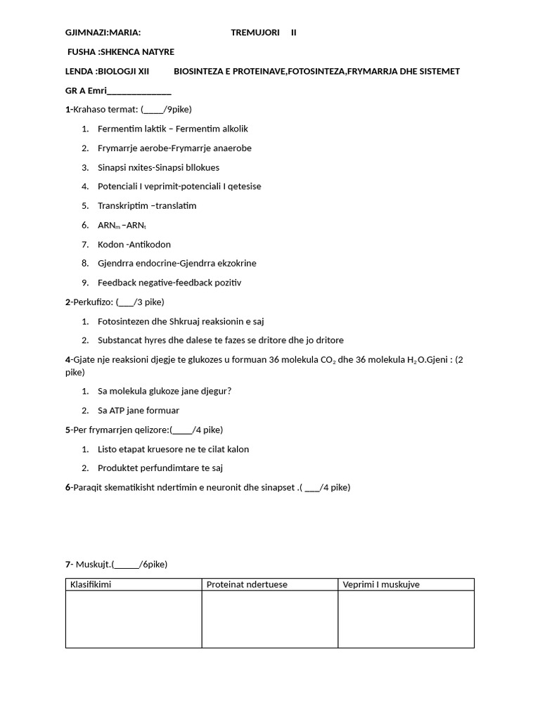 TREMUJORI II BIOLOGJI | PDF