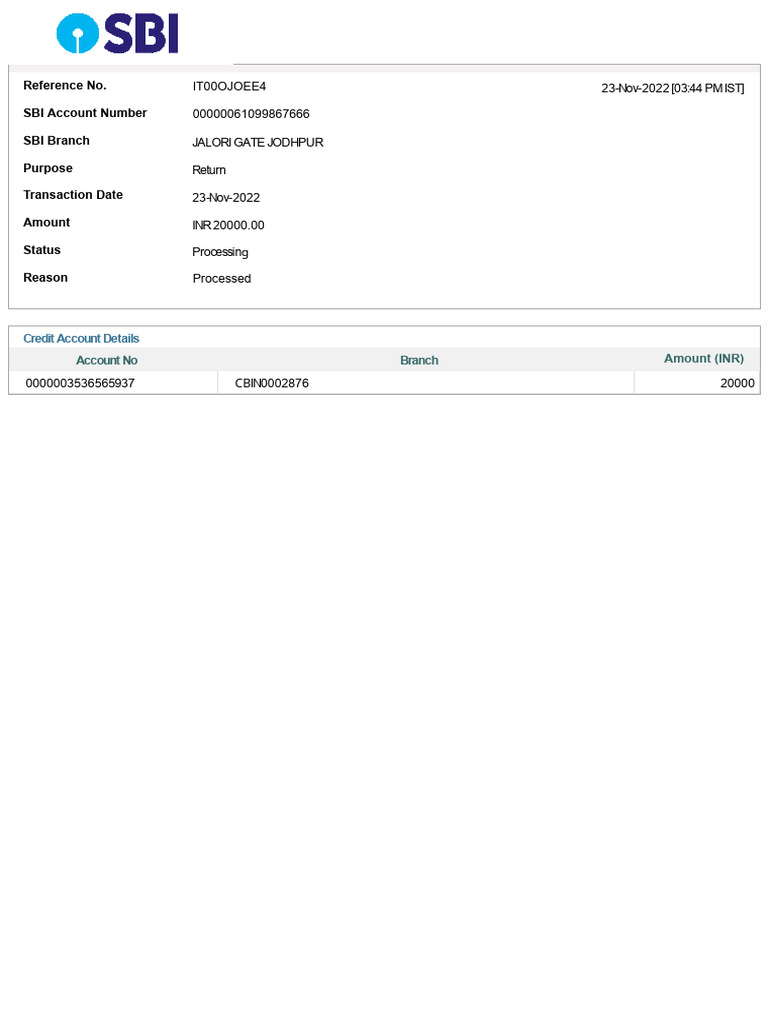 SBI Transaction Details Report | PDF