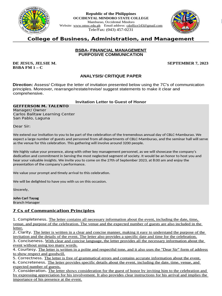 ACTIVITY-3.-7Cs-of-COMMUNICATION-PRINCIPLES | PDF | Communication | Human Communication