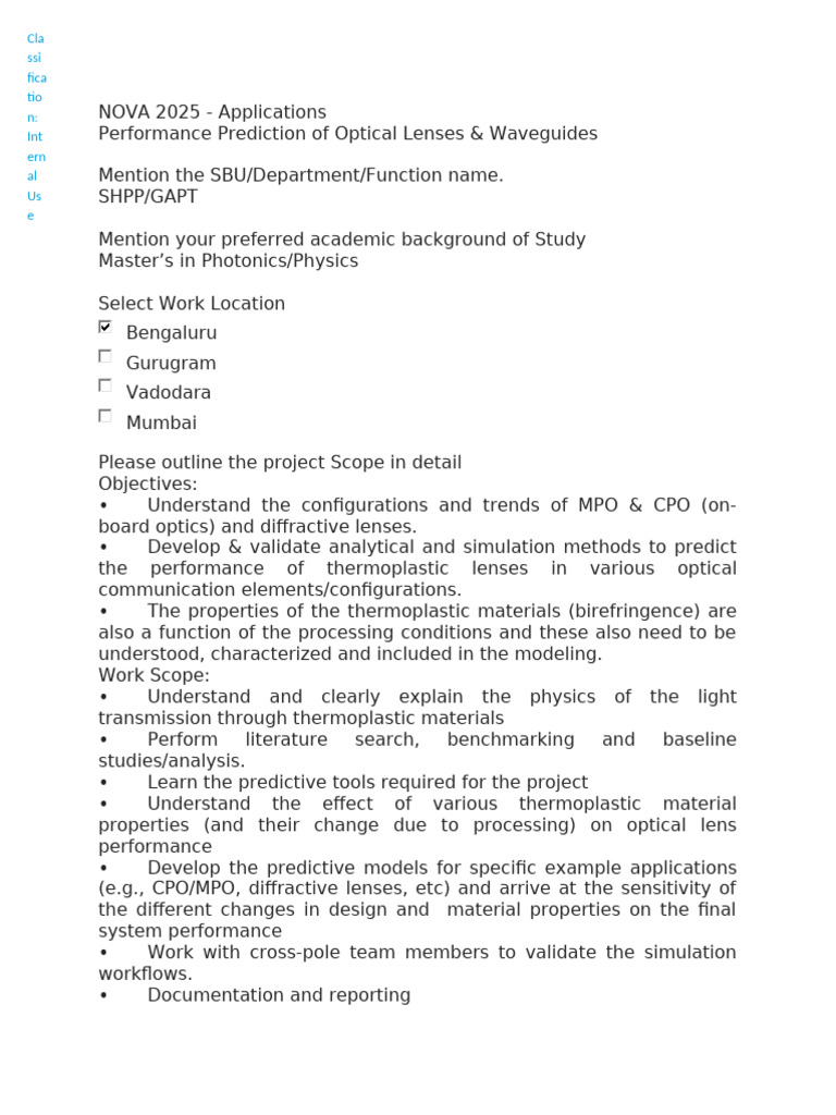 NOVA 2025 - SHPP GAPT - Performance Prediction of Optical Lenses & Waveguides | PDF | Optics ...