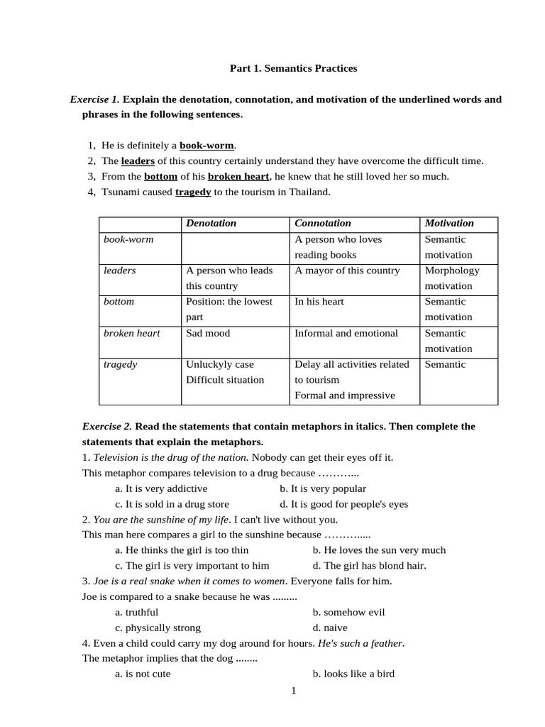 Semantics Ex.Sts_ | PDF | Semantics | Linguistics