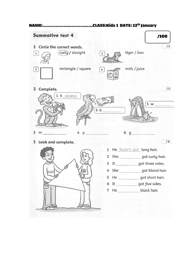 Test 4 Kids 1 | PDF