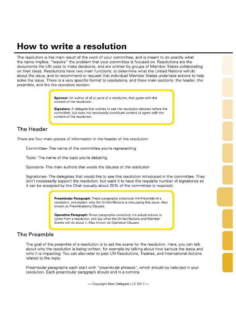 mun draft resolution guide | PDF