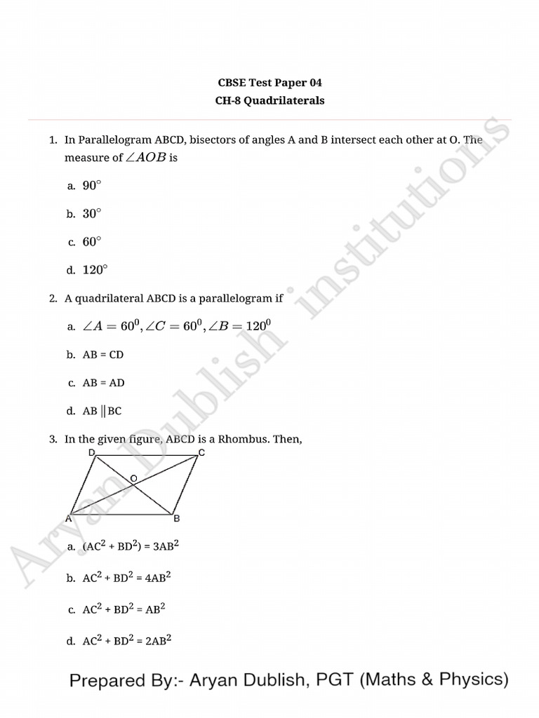 Quadrilateral SP04 Grade 9th by Aryan Dublish | PDF
