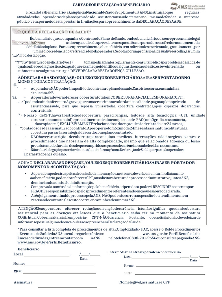 CARTA_ANS_-_EM_BRANCO, Adesão Hapvida -converted | PDF | Sistema de saúde | Remédio