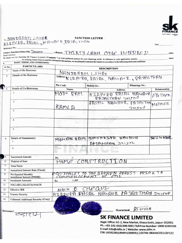 Sanction Letter | PDF