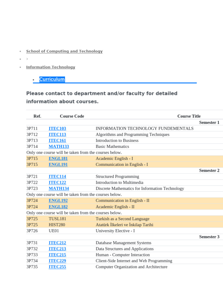 Course Units for Information Technology | PDF | Computer Programming | Information Technology