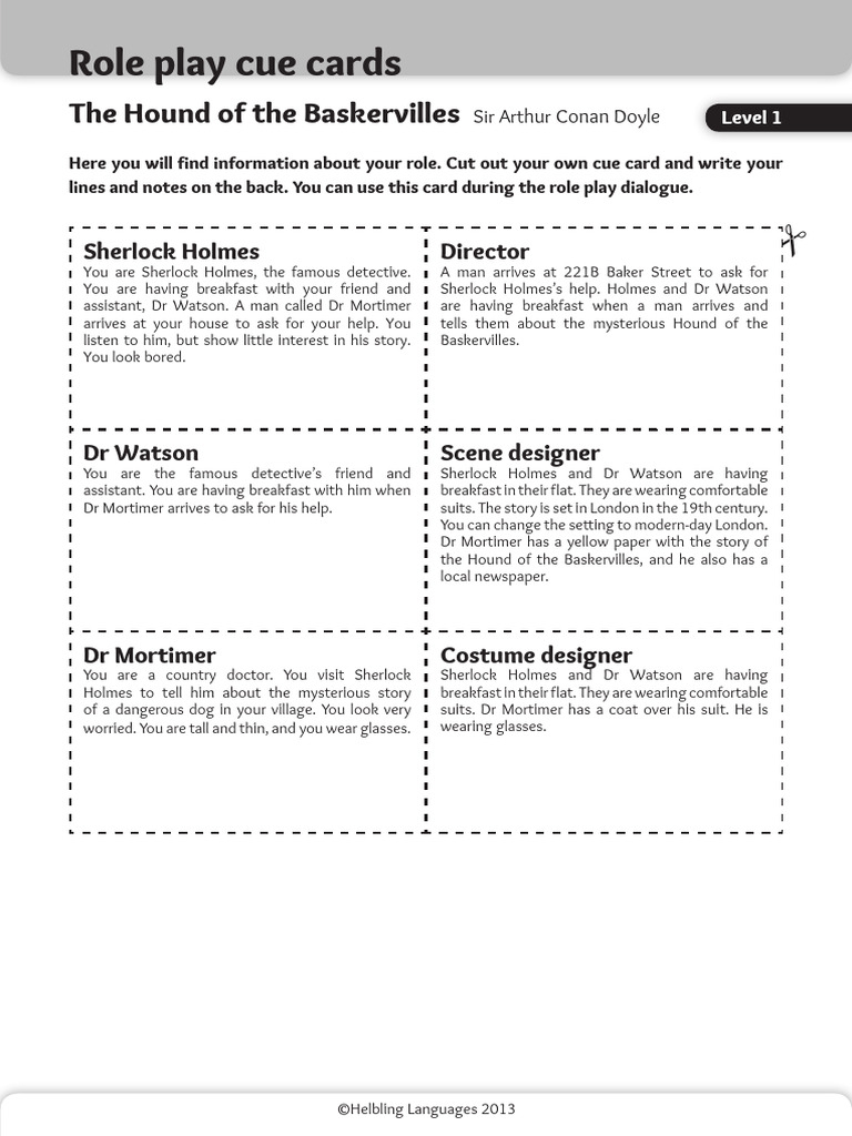 Role Play Cue Cards Baskervilles | PDF
