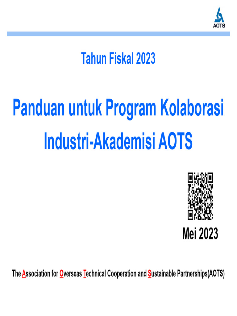 FY2023 Guide To AOTS Industry-Academia-collaborative Programs Indonesian | PDF
