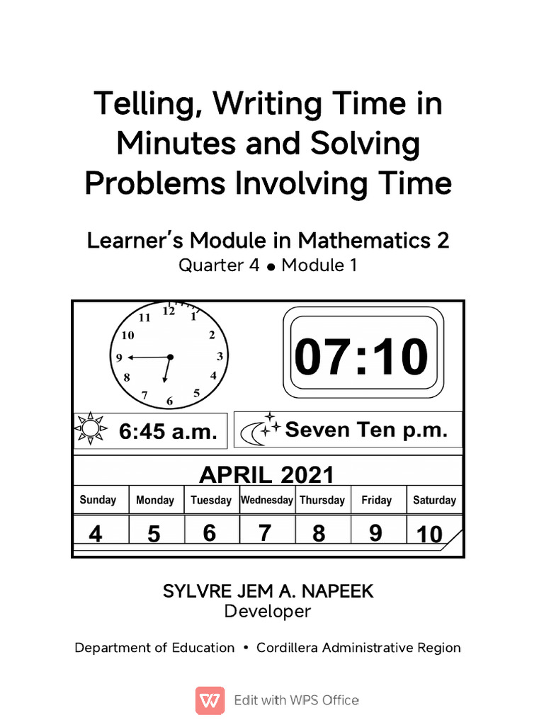 Time Telling and Problem Solving Module | PDF
