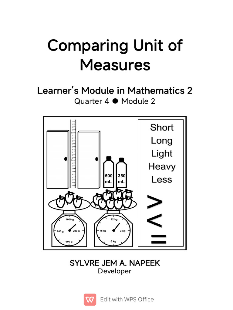 Math2_q4mod2_ComparingUnitofMeasures_SylvreJem_Napeek_bgo_v5 | PDF ...