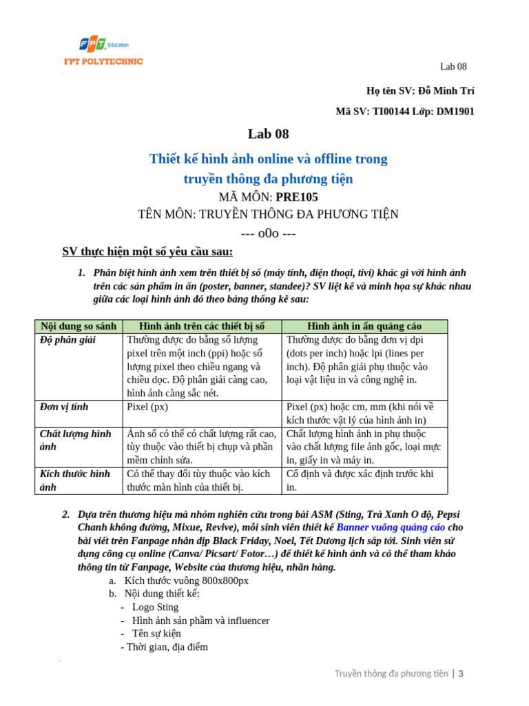 Truyền thông đa phương tiện - LAB08 | PDF