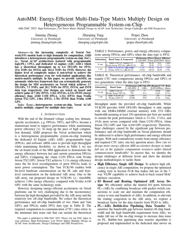 AutoMM Energy-Efficient Multi-Data-Type Matrix Multiply Design On Heterogeneous Programmable ...