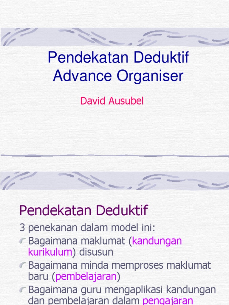 Pendekatan Deduktif (Advance Organizer) - David Ausubel | PDF