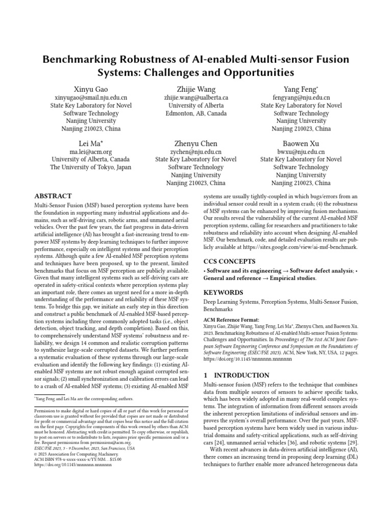 Benchmarking Robustness of AI-Enabled Multi-sensor Fusion Systems Challenges and Opportunities ...