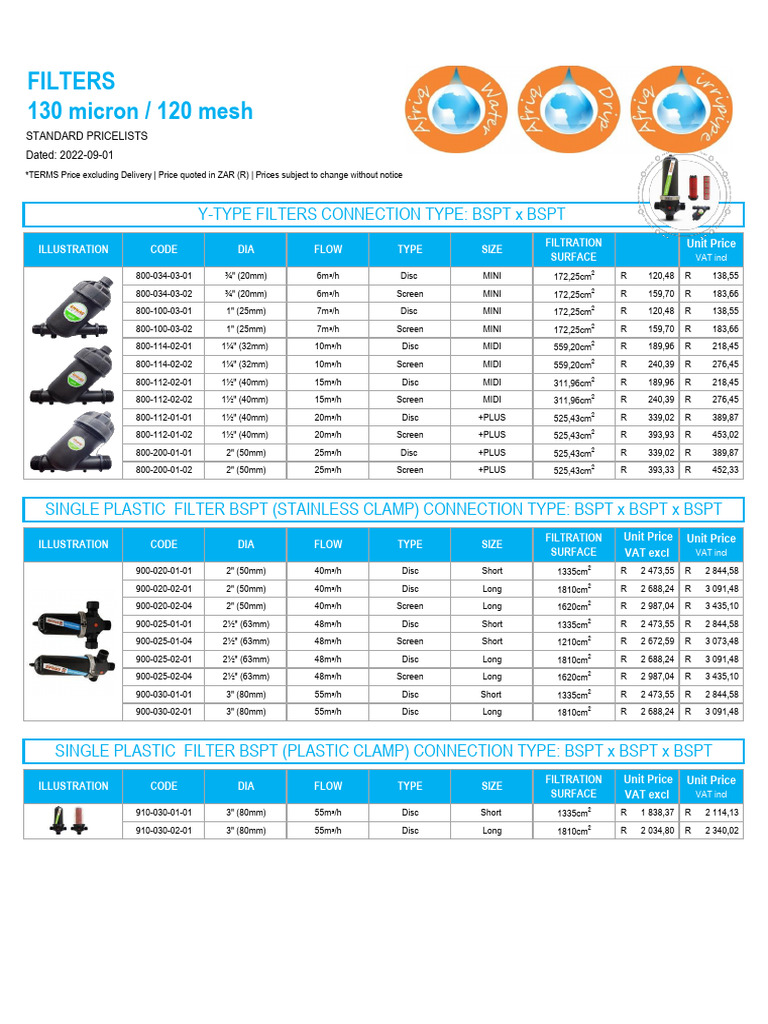 Water Filter Price List 2022 | PDF | Filtration | Computer Data Storage