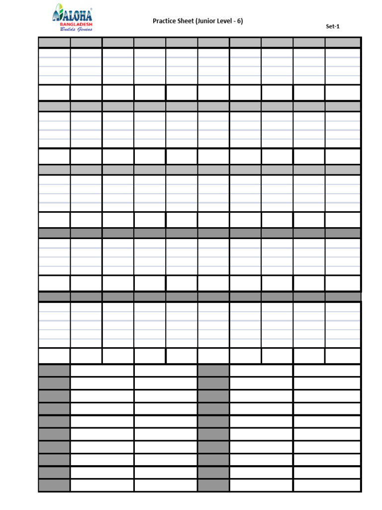 Junior Level Math Practice Sheet | PDF