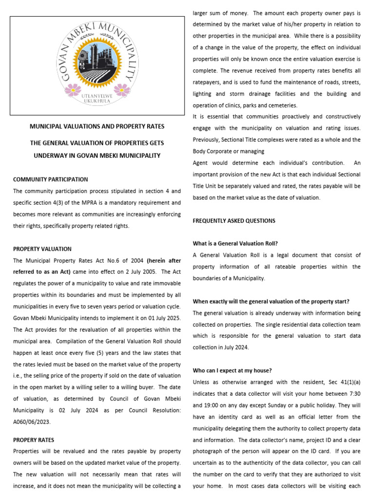 GMM GV 2025 - 2030 Public Participation Presentation | PDF | Real Estate Appraisal | Valuation ...