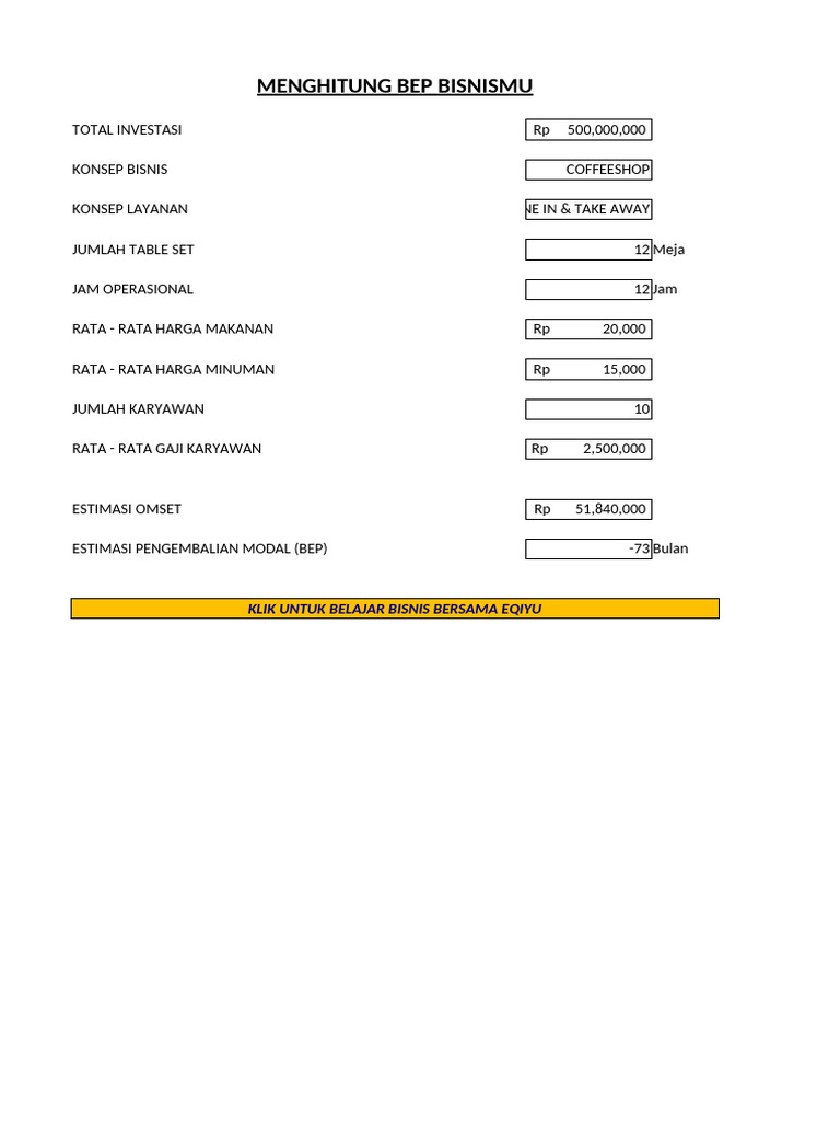 BEP Calculator | PDF