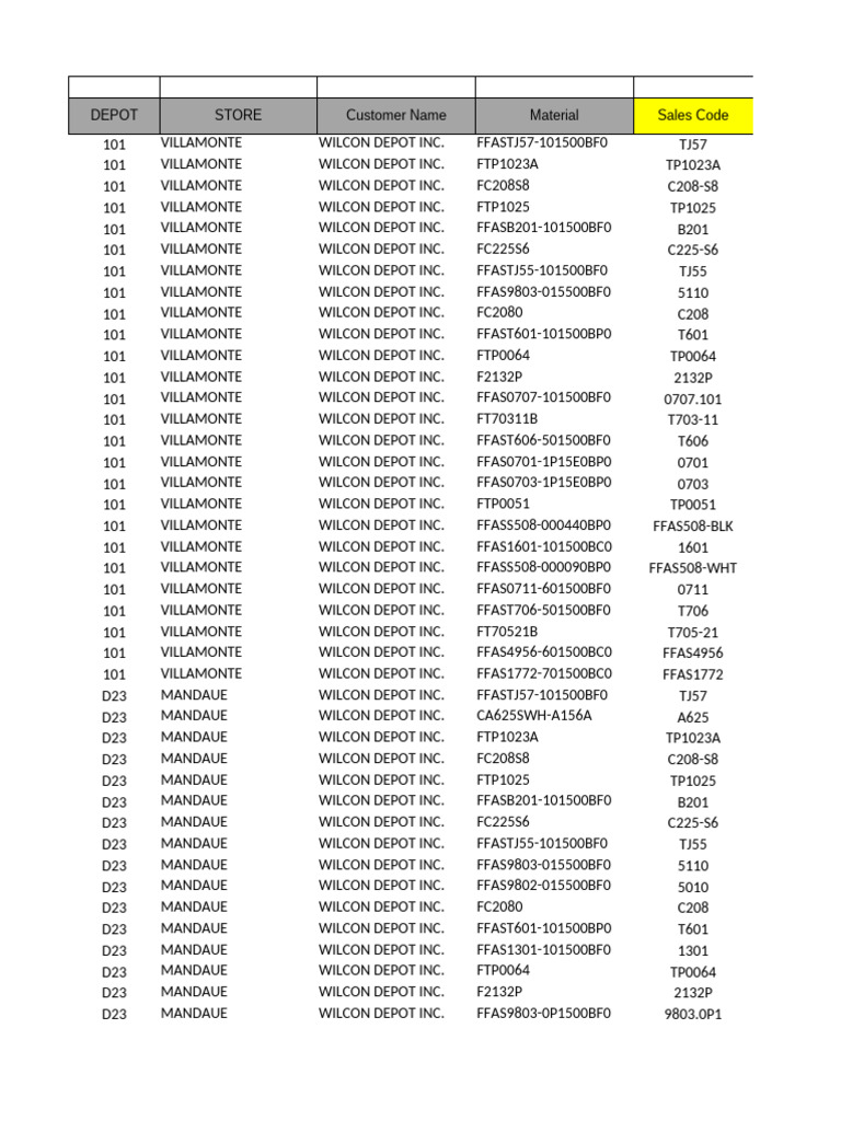 Wilcon Depot Product List and Codes | PDF