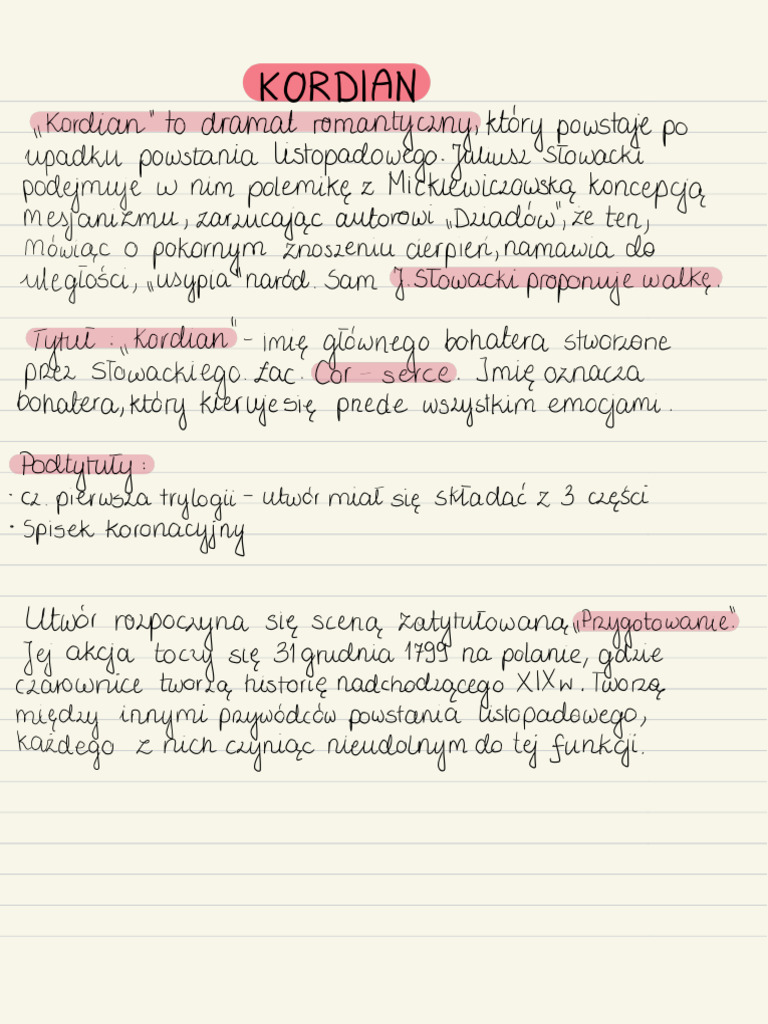 Kordian Notatki | PDF