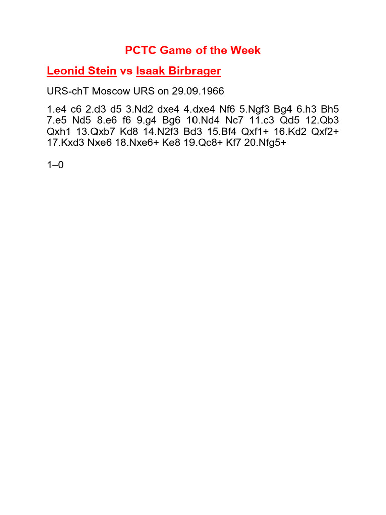 PCTC Game of The Week-1 | PDF