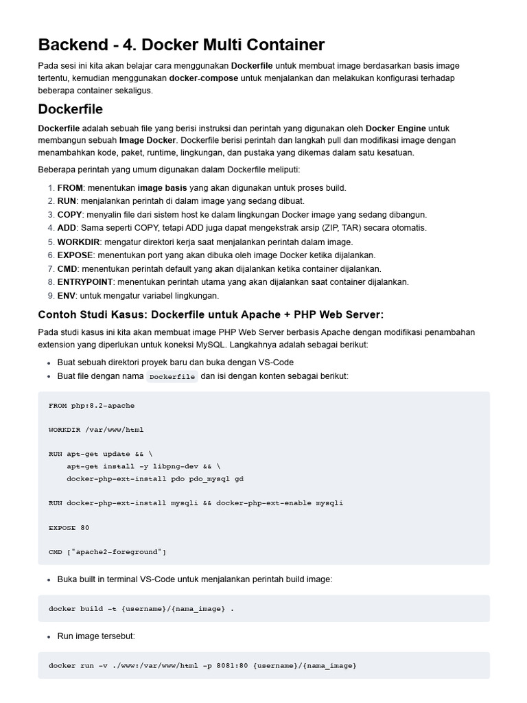 Backend - 4. Docker Multi Container | PDF