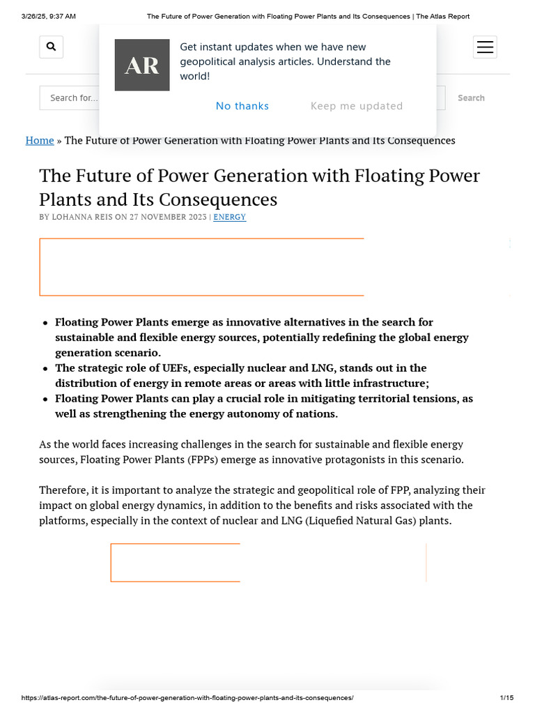 The Future of Power Generation With Floating Power Plants and Its ...