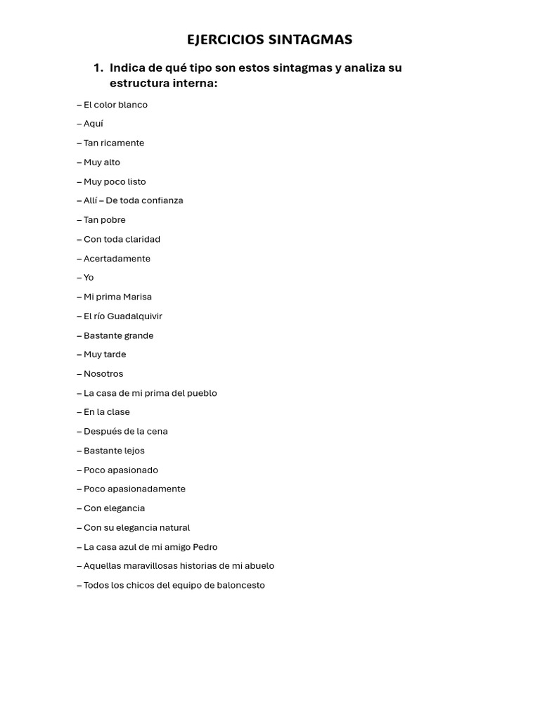 Ejercicios Sintagmas | PDF