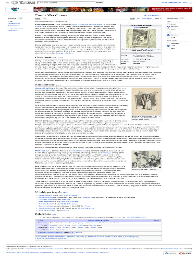 Emma Woodhouse - Wikipedia | PDF | Emma (Novel) | Emma Woodhouse