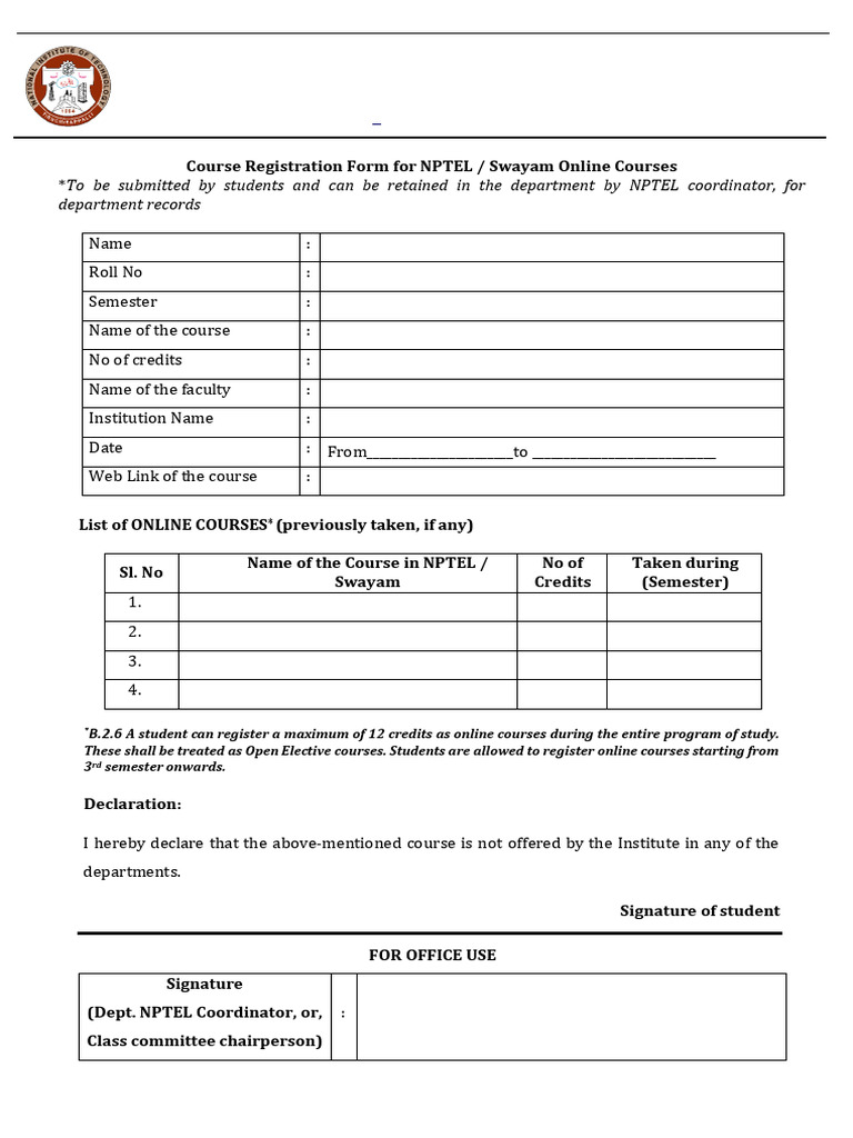 Nptel Form | PDF