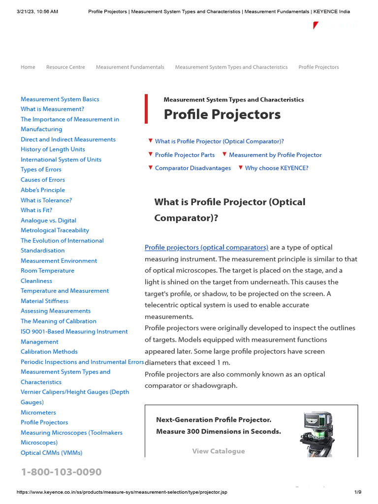 Profile Projectors: Measurement Overview | PDF | Calibration | Optics