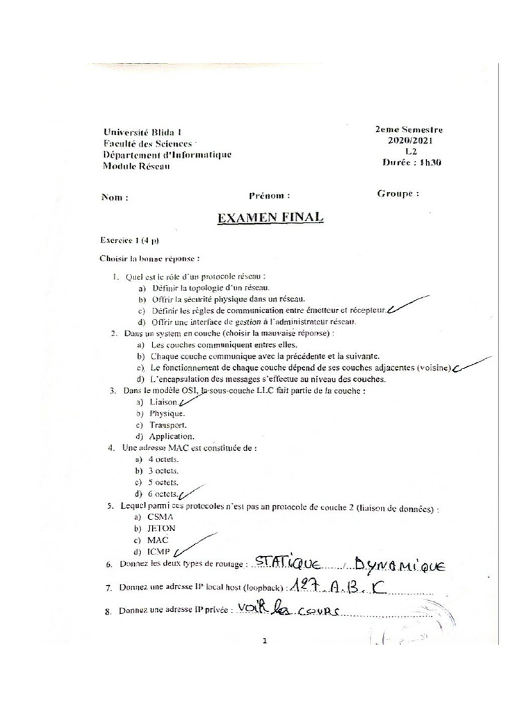 exam 2020 2021 | PDF