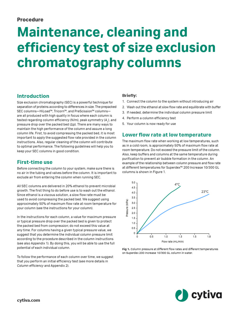 Maintenance and Cleaning of Size Exclusion Chromatography Columns ...