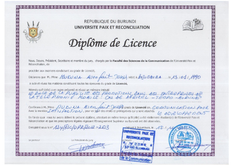 Diplome Licence... | PDF