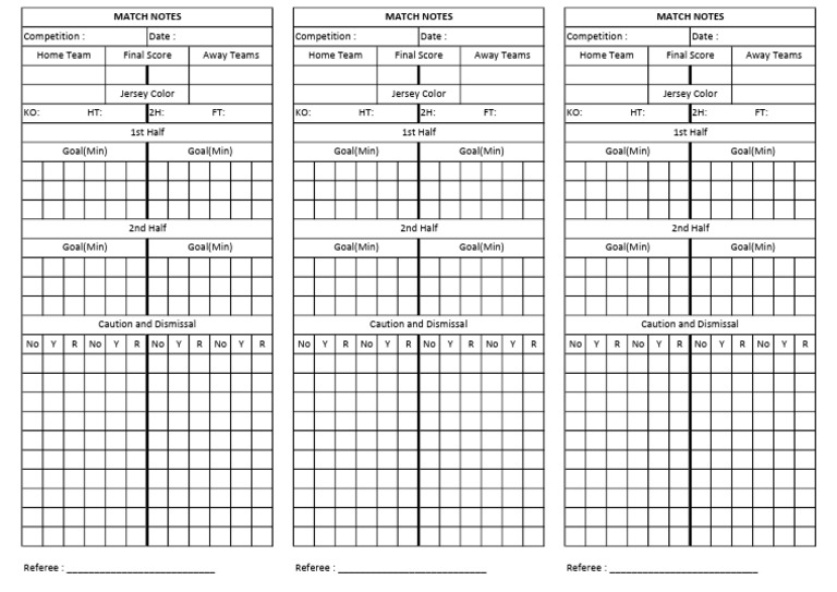 Referee Card A4 - Wide - 3col | PDF