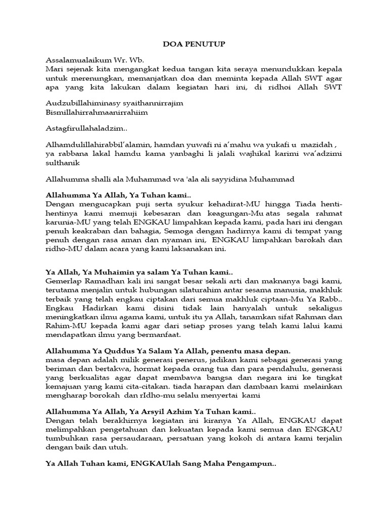 Doa Penutup Acara Gemerlap Ramadhan | PDF