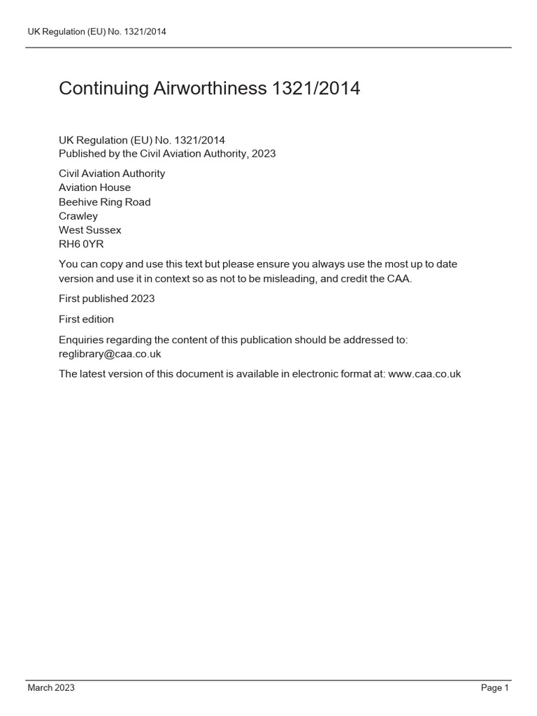 Easy Access Rules Continuing Airworthiness | PDF | Aviation | Regulation